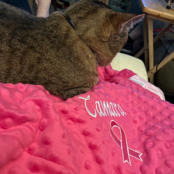 Personalized Breast Cancer Awareness Blanket, Chemo Comfort Blanket ...