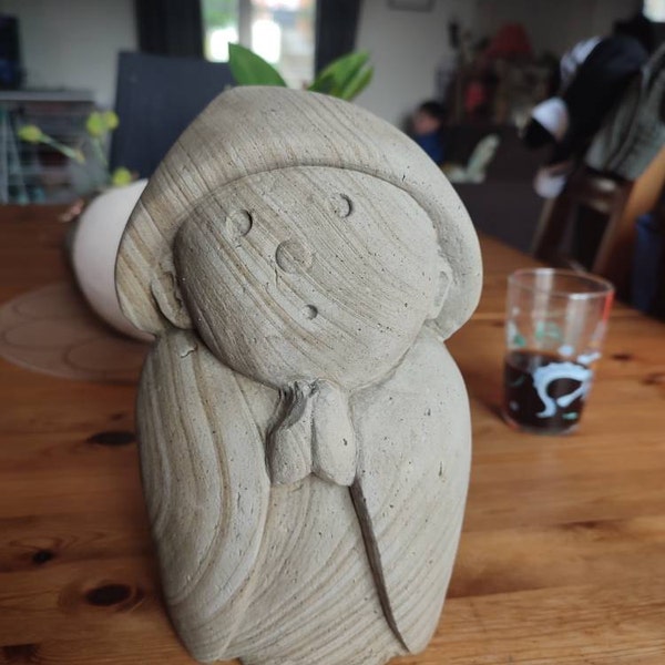 Cat Meditate 7.8" Inch / 20 Cm , Cat Jizo, Kasa Jizo, Japanese, Stone ...