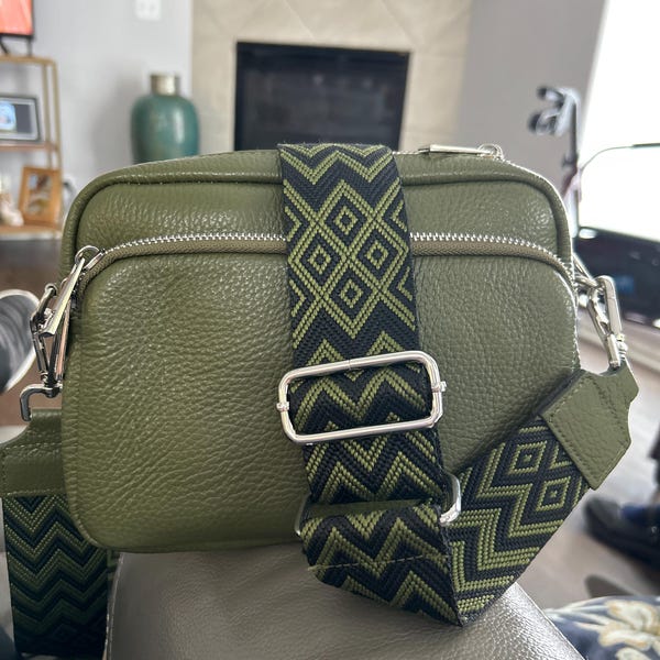 Suede Bag Light Blue With Patterned Straps, Suede Leather Fanny Pack ...