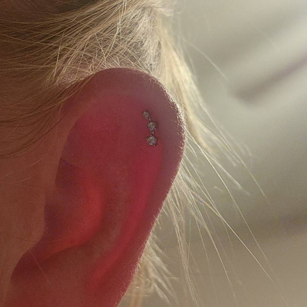 Dainty Bezel Rook Hoop Earring Bezel Stone Helix Hoop Rook Earring ...
