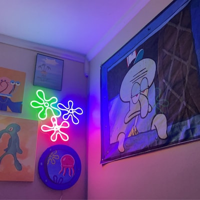 Popping Flowers Neon Sign, Spongebob Flower Neon Sign, Led Neon Sign ...
