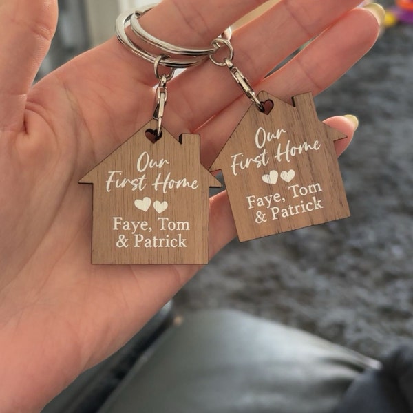 Personalised First Home Keyrings, New Home Keyrings, House Keyrings Set ...