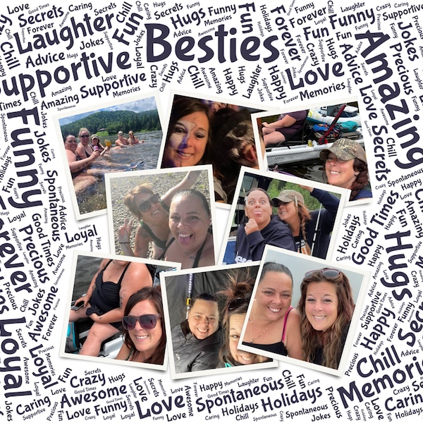 Besties Photo Collage Tumbler PNG Wrap and Canva Template, Tumbler ...