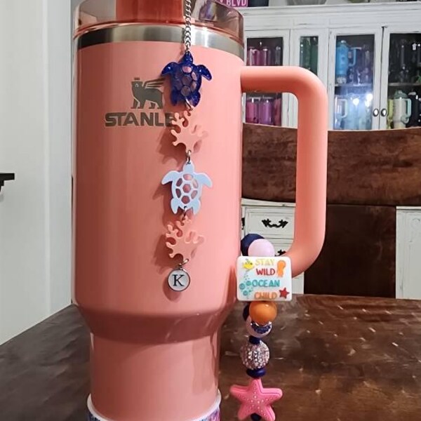 Short Tropical Monstera Stanley Straw Charm, Straw Dangle, Stanley ...