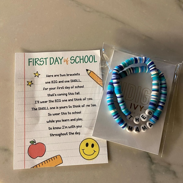 First Day of School Bracelet for Boys | Mom and Son Matching Bracelet ...