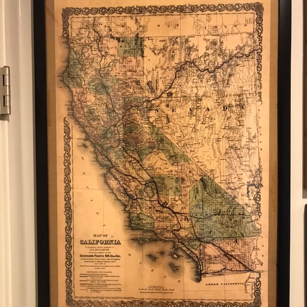 1876 Old Map of California, California Map Poster, California Map Print ...
