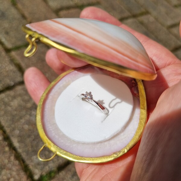 Vintage Beach Proposal Ring Box, Wedding Ring Holder With Ring Pillow ...