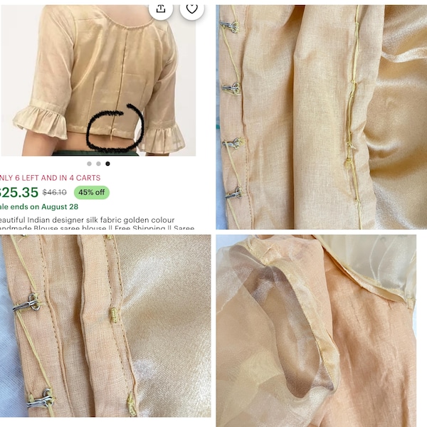 Beautiful Indian Designer Silk Fabric Golden Colour Handmade Blouse ...