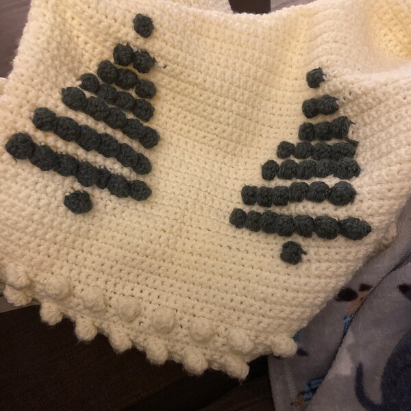 Crochet Pattern Blanket Christmas Pine Tree Crochet DIY Cottage Cabin ...