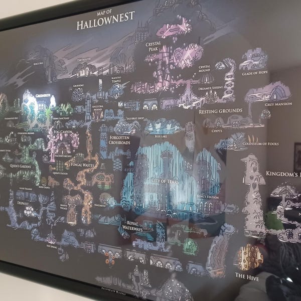 Hollow Knight Map Poster, Game Art Wall Decor, Hollownest World Map - Etsy