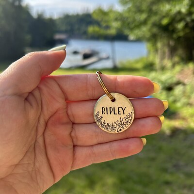 Pet ID Tag Lake Canoe Forest Dog Tag Dog Collar Tag Pet Name Tag Hand ...