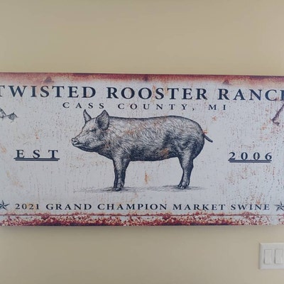 Pig Decor Ranch Sign Pig Canvas Farmhouse Decor Custom Farm Sign Ranch ...