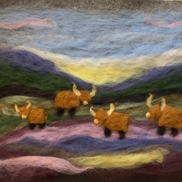 Make a Felted Painting - Highland Cow - Painting With Wool - Felt 2D ...