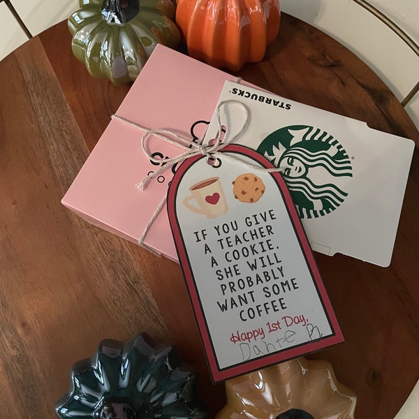 1st Day Teacher Cookie/coffee Tag back to School, Instant Digital ...