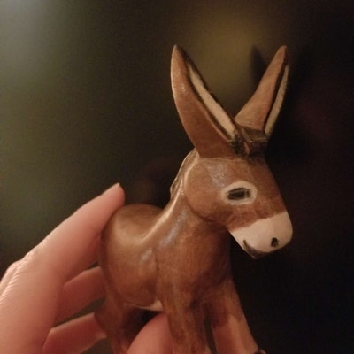 Hand Carved Long Eared Brown Donkey With Some White on His Stomach ...
