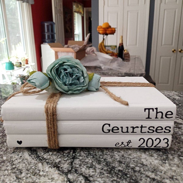 Bucket List Book Stack/ Gift for Wife/ Library Decor/ Shabby Chic Book ...