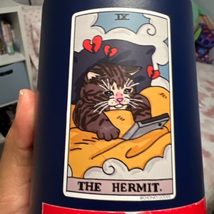 Tarot Cat the Hermit Sad Cat Meme Sticker Cat Meme Sticker, Sad Cat ...