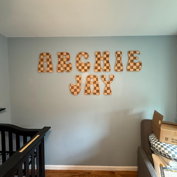 Boys Room Decor Large Checkered Letter, Boys Skater Nursery Wall Art ...