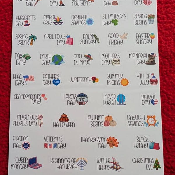 NEW Holiday Planner Stickers, Cute Holiday Icon, Calendar, U.S ...