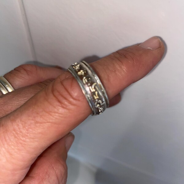 Tibetan Chong Dzi Bead Ring, Rare Ethnic Tibetan Dzi Bead Ring, Open ...