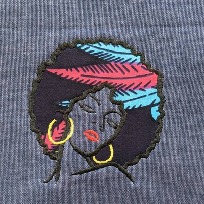 Woman With Afro Hair Applique Embroidery Designs 3 Sizes INSTANT ...