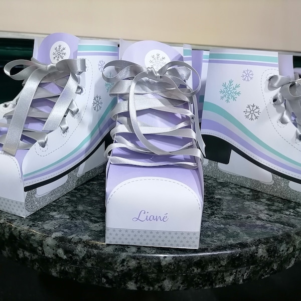 Ice Skate Party Favors Printable Treat Boxes, Skating Princess Editable ...