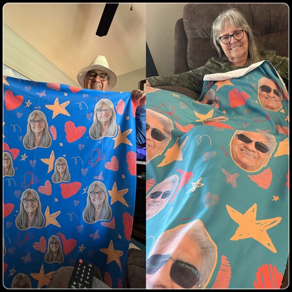Custom Face Blankets, Personalized Photo Blanket, Fleece Face Blankets ...