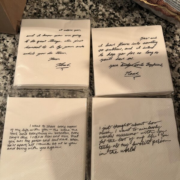Custom Love Hand Drawn Napkins,personalized Handwriting Note Paper ...