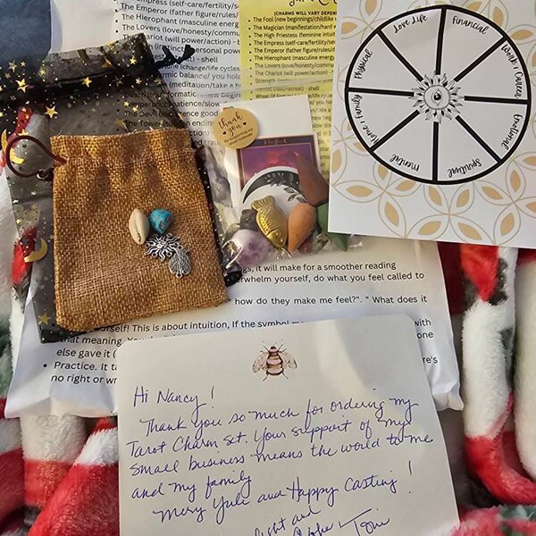 Charm Casting Set - Tarot Edition, Tarot Charms, Charm Divination Set, Casting Board, Charm ...