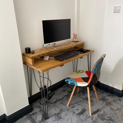 Rustic Computer Desk and Monitor Shelf With INDUSTRIAL LEGS Rustic Desk ...