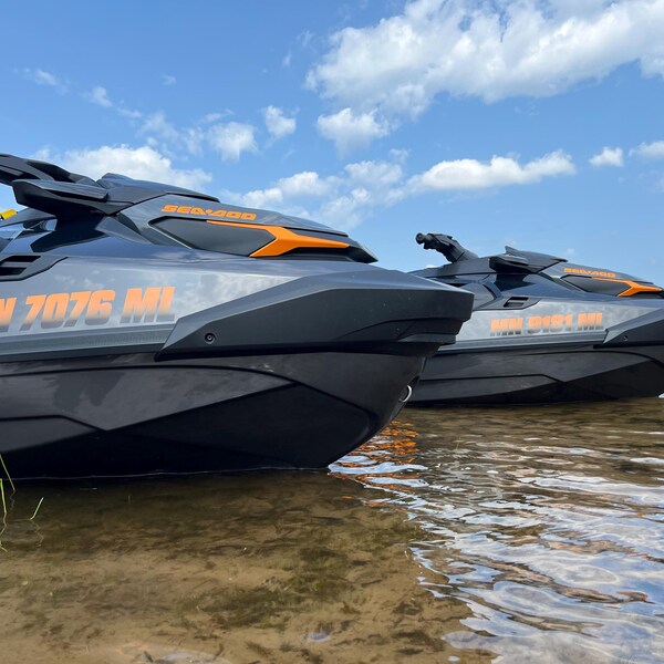 Boat Registration Number Decals. 3D Raised Black With a Chrome Outline ...