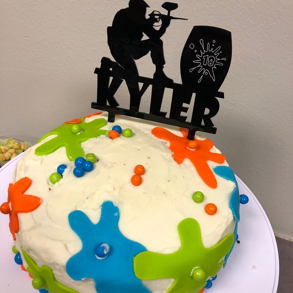 Paintball Character Personalized Birthday Cake Topper With Name and Age ...