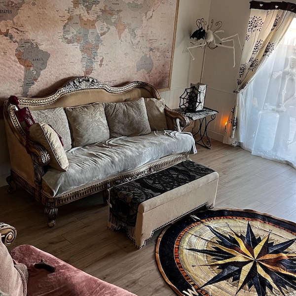 Gothic Goat Skull Rug, Witch Rug, Baphomet Goat Pentagram, Satan Rug ...