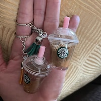 Mini Coffee Keychain //inspired Drink Keychain// Pink Drink Key Chain ...