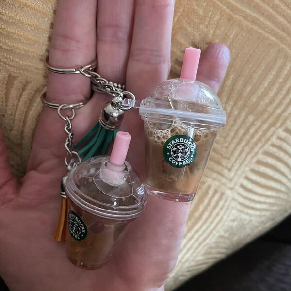 Mini Coffee Keychain //inspired Drink Keychain// Pink Drink Key Chain ...