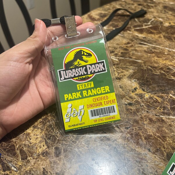 Jurassic Park / World Ranger ID Badge Name Tag Prop for Cosplay Costume ...