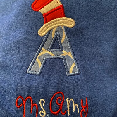 Striped Hat Applique Alphabet Letter Set A-Z Applique Machine ...