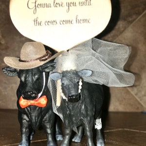 Angus Cow Cattle Bull Wedding Cake Topper Farmer Rancher Black Angus ...