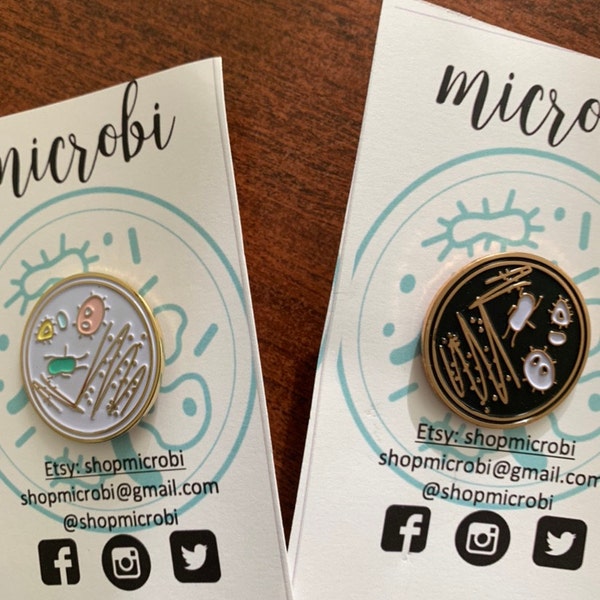 SET of 2 Petri Dish Enamel Pins / Microbiology Agar Art / Bacteria ...