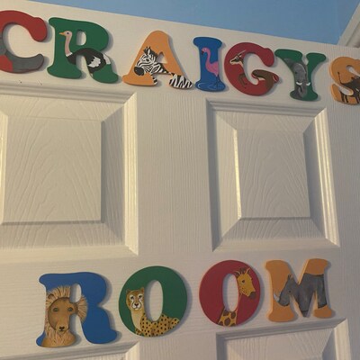 Bespoke Handpainted Wooden Kids Door Letters, Unique Themes Include ...