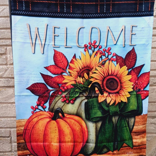 Welcome Yellow House Primitive Garden Flag Outdoor Decorative Yard ...