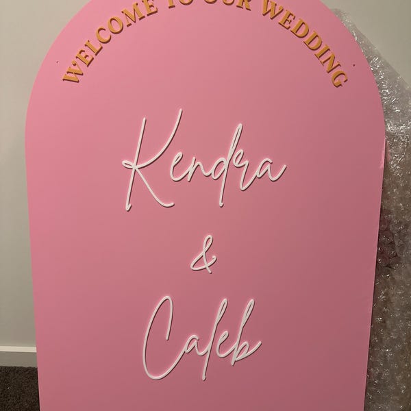 Wavy Whimsical Design Welcome Sign Semi Custom Acrylic Signage Wedding ...