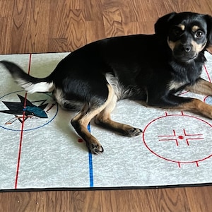 Ice Hockey Rink Printed Area Rug With Custom Team Logo Washable Ice ...