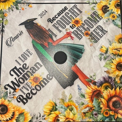 Custom Graduation Cap Topper Black Girl, Personalized God Message Grad ...