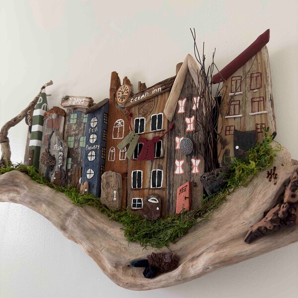 Natural Coastal Village Street 22x19x6inch Driftwood Wall Sculpture. - Etsy