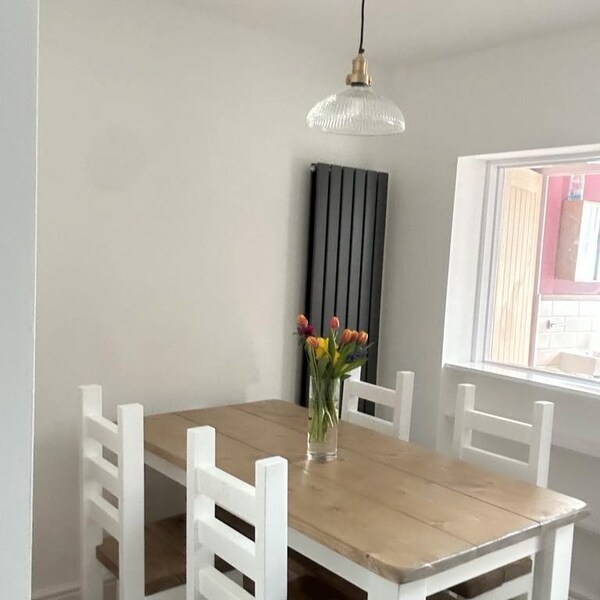 Rustic, Farmhouse Dining Table and 4 Chairs 800 X800 in White Cream or ...