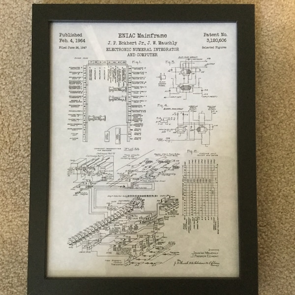 ENIAC First Programmable Computer Patent Print Art 1947 - Etsy