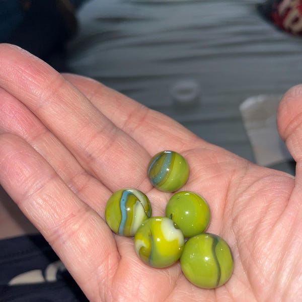 16mm Troll Glass Marble Players (5/8th") - Pack of 5 Mint Green W Brown ...