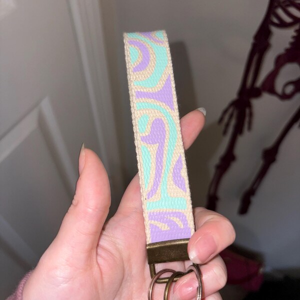 Swirl Spiral Custom Keychain Wristlet / Key Fob Keychain Lanyard Strap ...