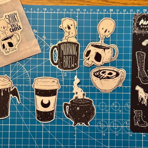 Spooky Brew Coffee Ghost Gothic STICKER Pack - Etsy